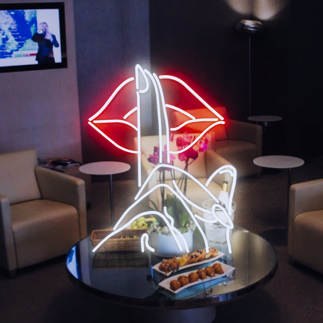 Hush Sign, Secret Finger on Lip, Custom Neon Sign, Nails Salon Neon ...