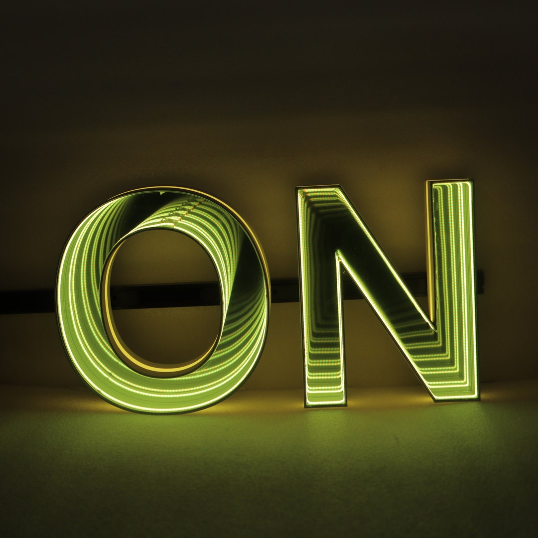 Custom Infinity Mirror Sign, LED Track Channel Infinity Letters ...