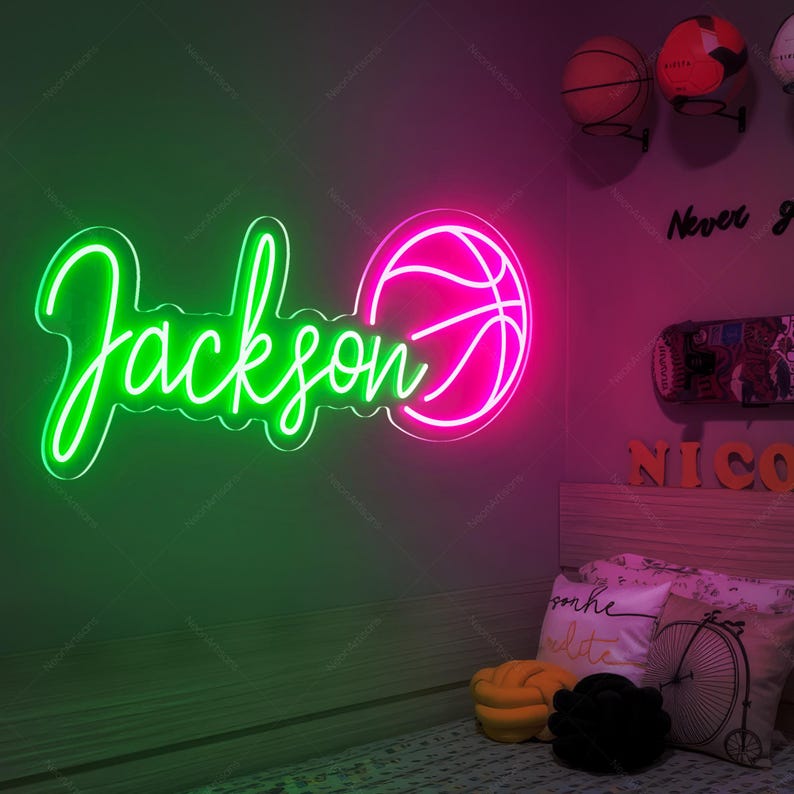 Custom Basketball Name Neon Sign|basketball Room Drom Nursery Decor ...