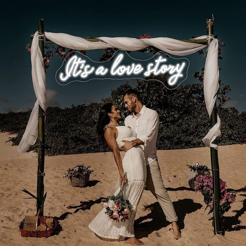 It's a Love Story Neon Sign,neon Sign Bedroom,neon Sign Wall Decor ...
