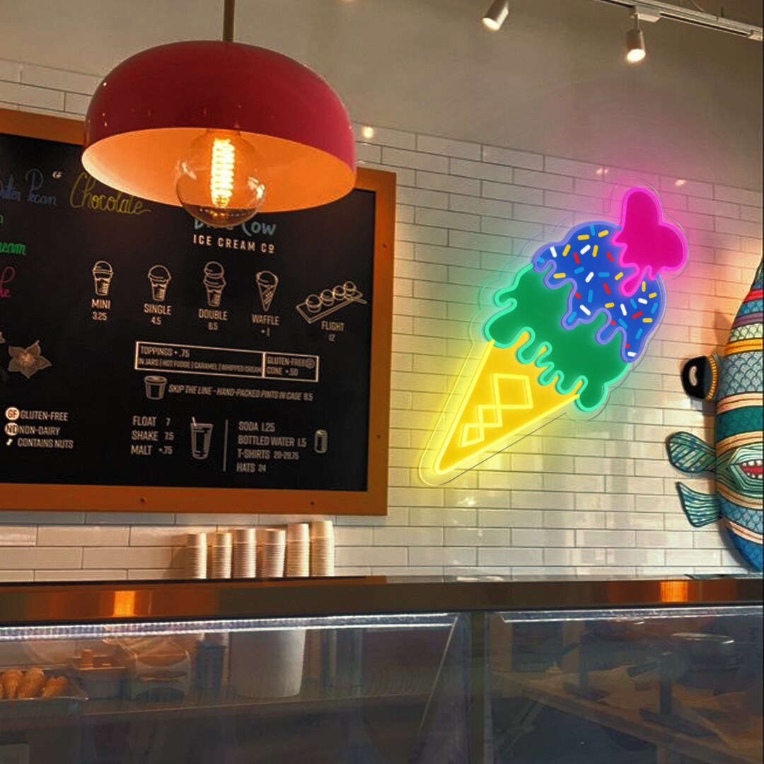 Ice Cream Neon Sign,custom Led Sign , Ice Cream Store Dercor Sign ,UV ...