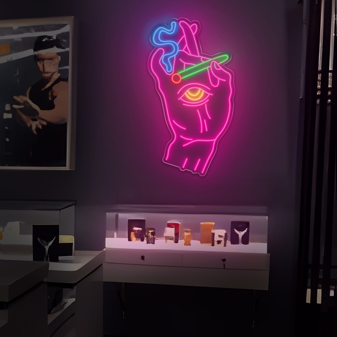Smoking Hand With Eye Neon Sign,custom Neon Signs,cigarette Lights ...