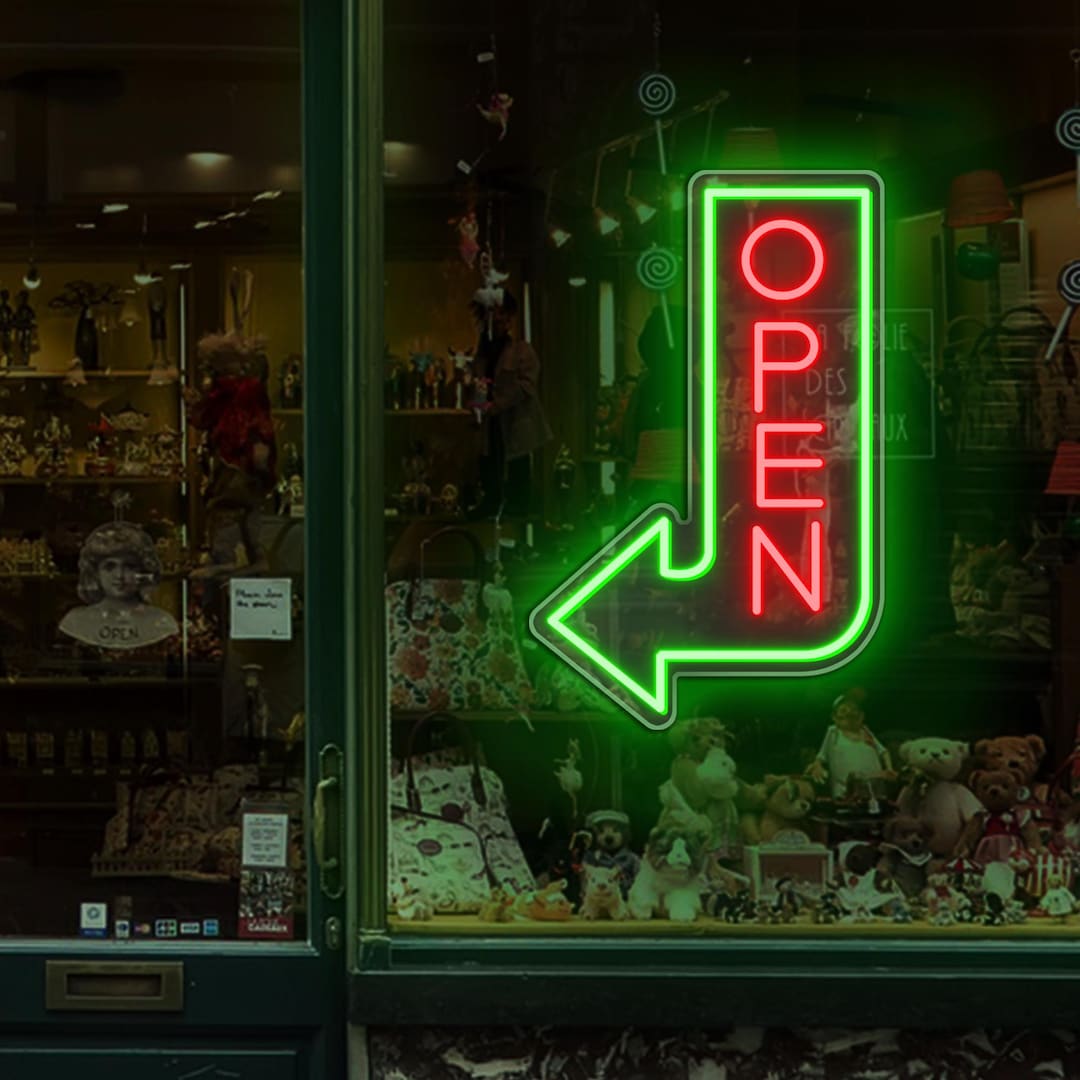 Open Arrow Neon Sign,custom Open Sig,open House Arrow,bar Open Light ...