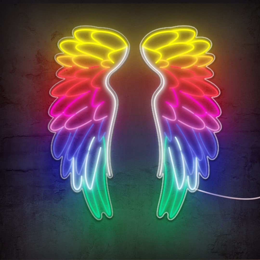 Custom Teenage Girl Gift Neon Sign, Angel Wings Neon Sign, Business ...