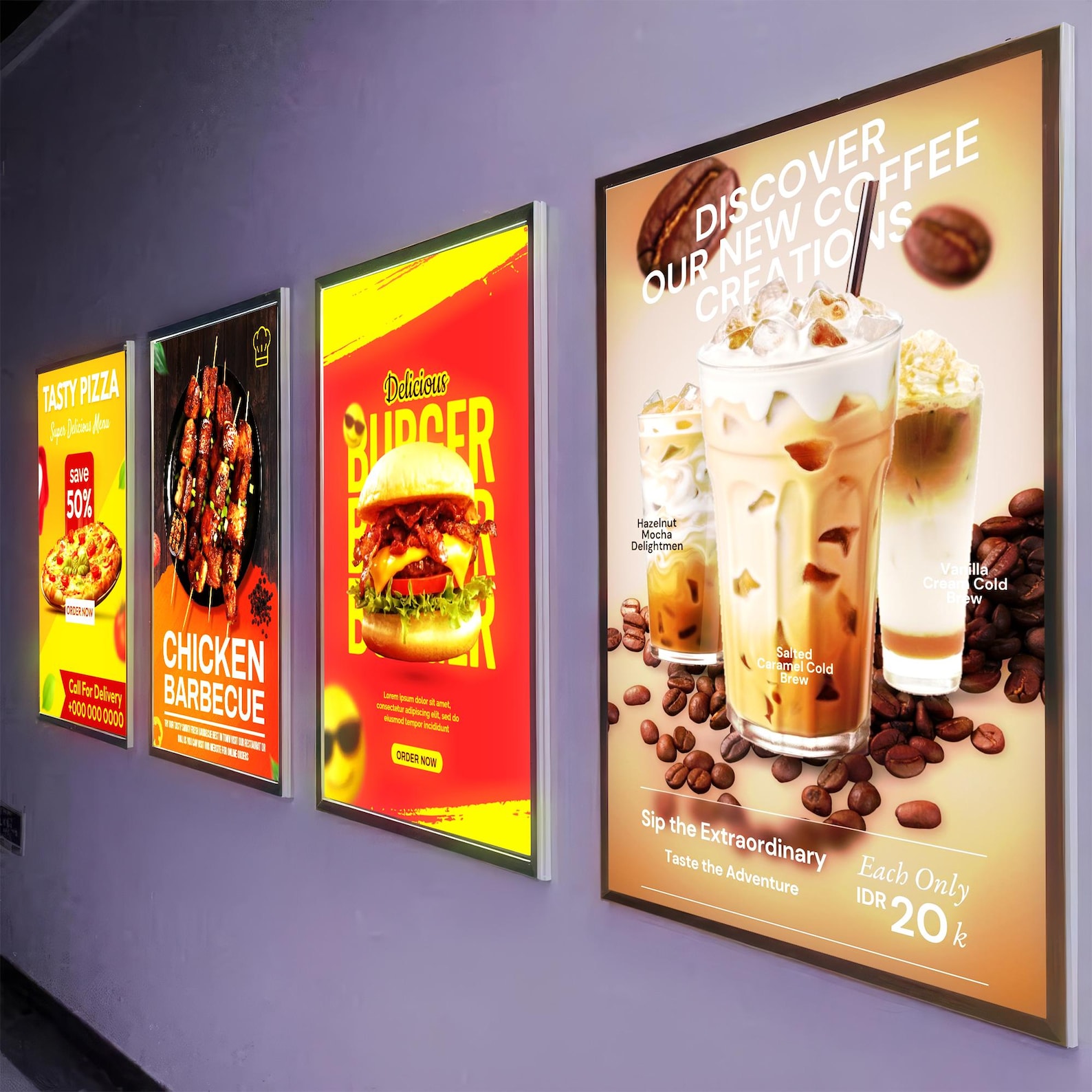 LED Frame Advertise Light Box, Restaurant Advertising Wall Mount Menu ...