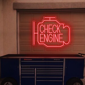 Check Engine LED Neon Sign,auto Shop Signage,car Check Engine Light ...