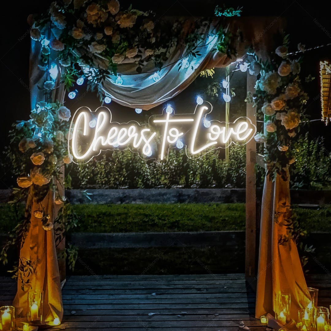 Cheers to Love Neon Sign Weeding Neon Sign Home Bar Wall Decoration ...