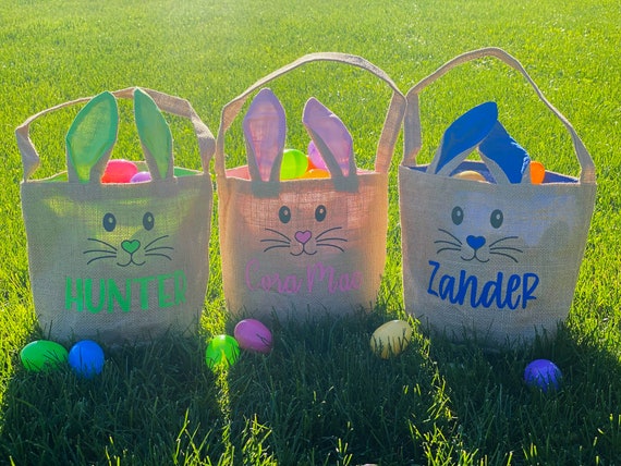 Personalized Easter Egg Hunt Baskets for Kids Jute Burlap | Etsy