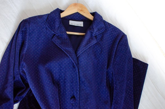 Midnight Blue Velvet Robe / Long Bath Robe / Smoking … - Gem