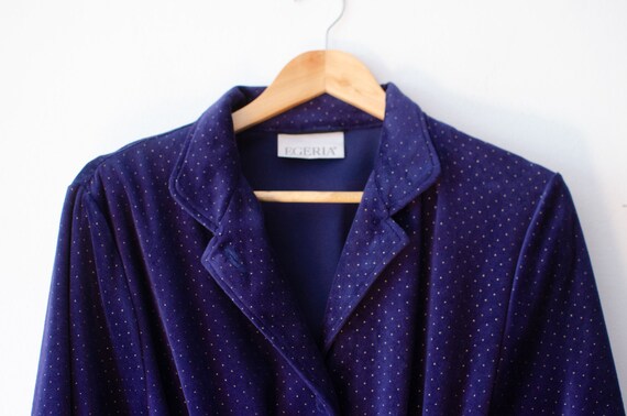 Midnight Blue Velvet Robe / Long Bath Robe / Smoking … - Gem