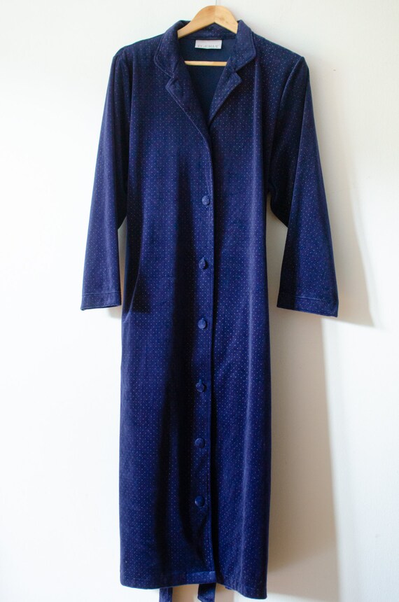 Midnight Blue Velvet Robe / Long Bath Robe / Smoking … - Gem
