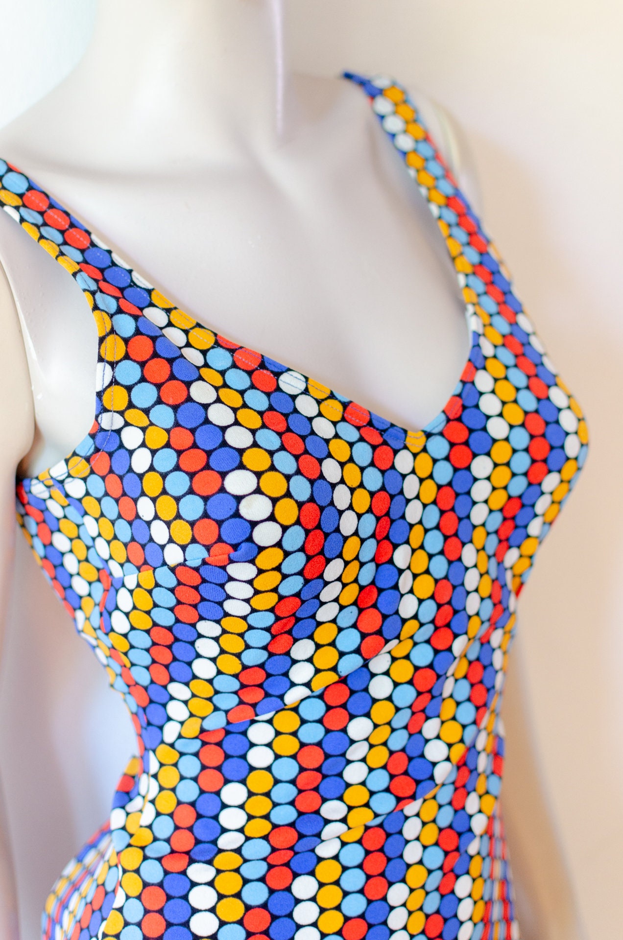 60s Vintage One Piece Swimsuit With Op Art Geometric Print / Retro ...