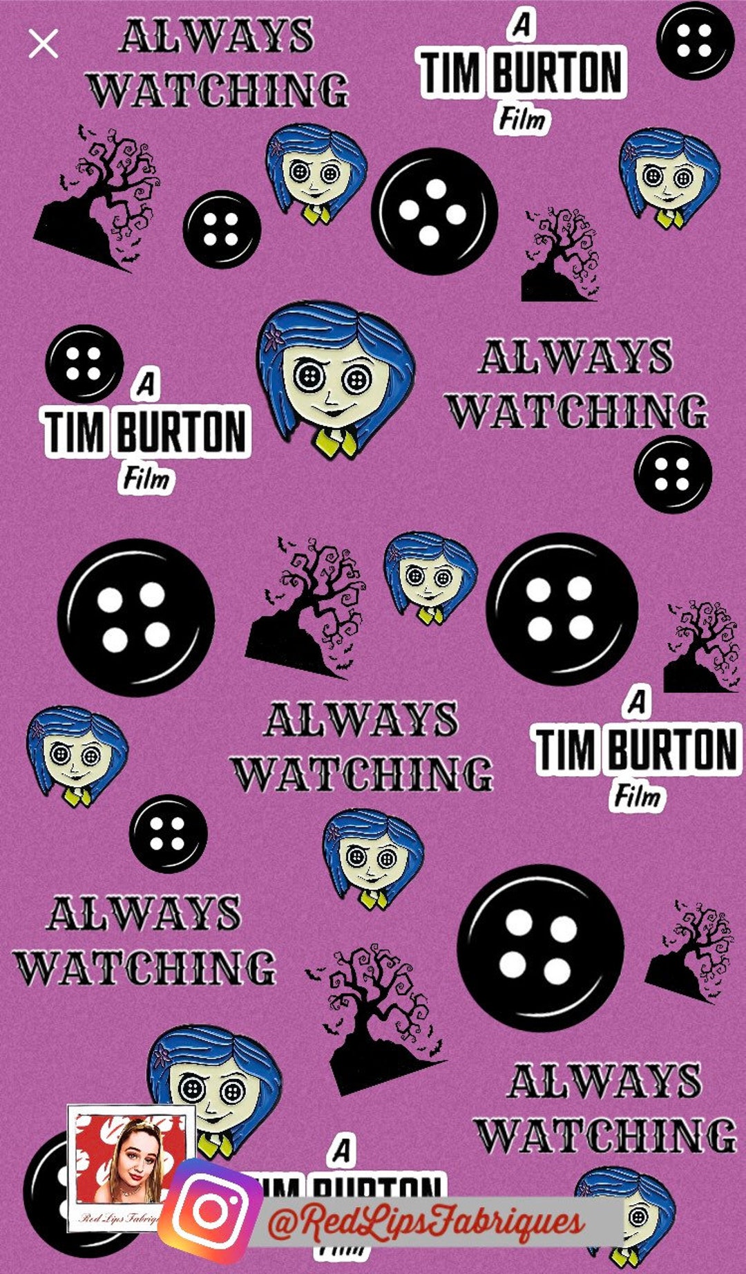 Coroline Tim Burton Inspired Halloween Fq Fabric - Etsy