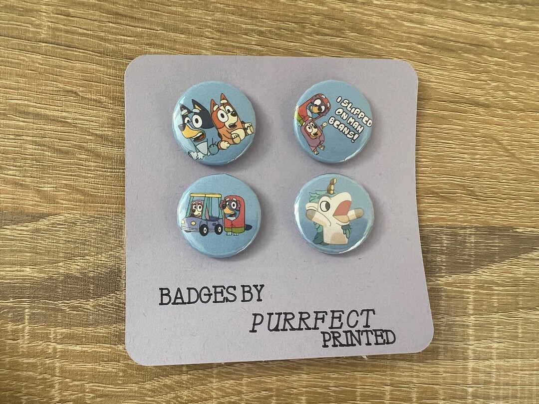 Set of 4 Bluey Inspired Badges - Etsy