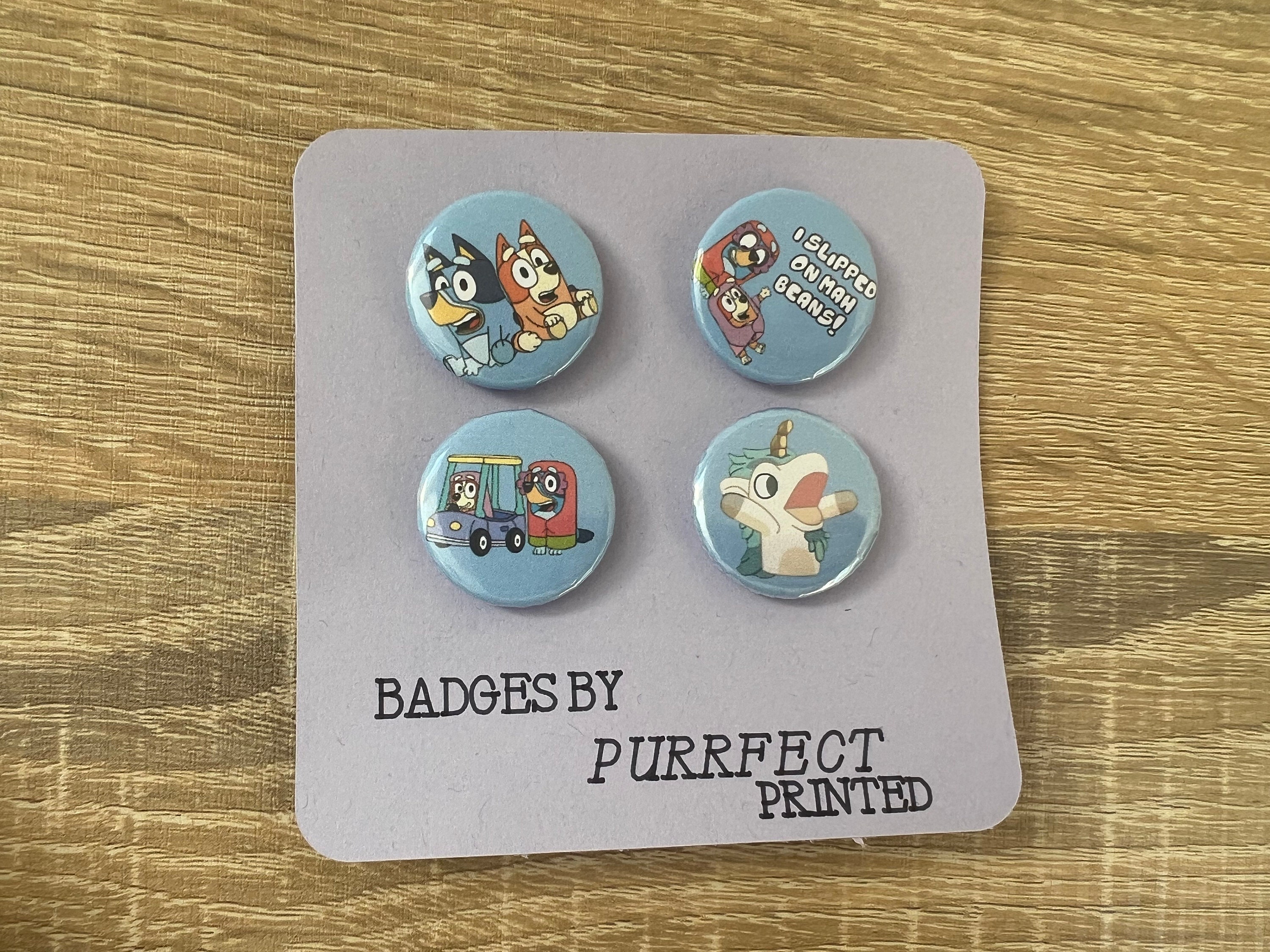 Set of 4 Bluey Inspired Badges - Etsy