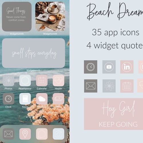 BEACH DREAM Aesthetic Ios14 App Icons Ios14 Widget Covers - Etsy