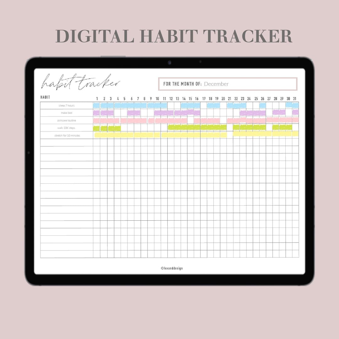 Digital Habit Tracker for iPad and Tablet | Routine Chart | Digital ...