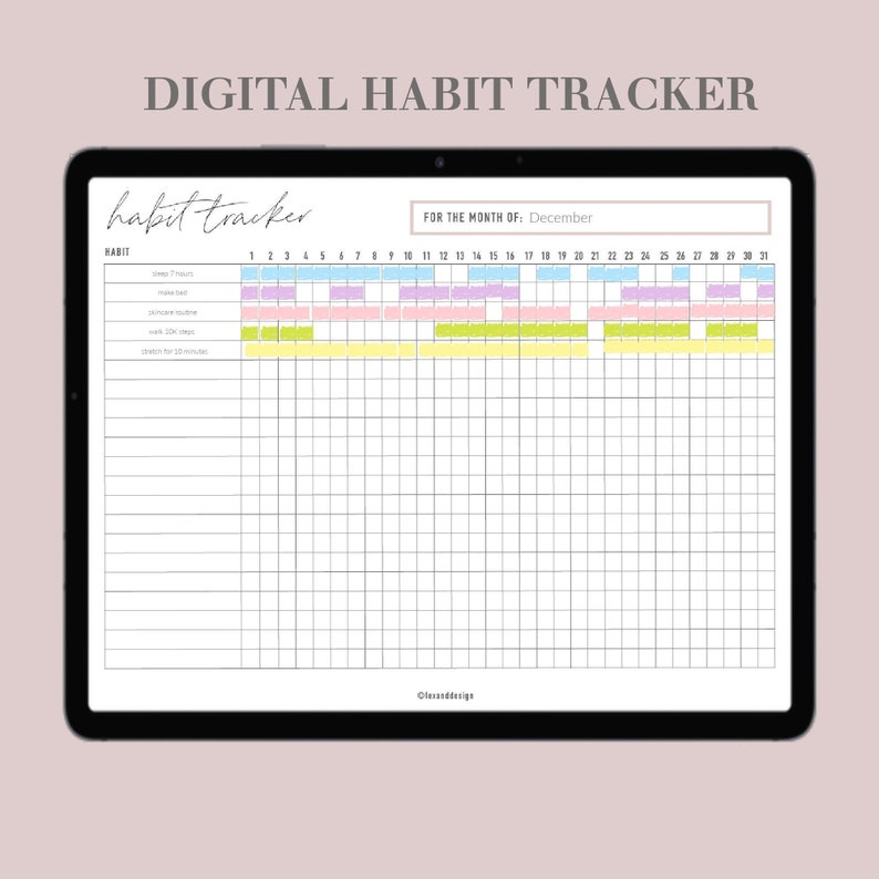 Digital Habit Tracker for iPad and Tablet | Routine Chart | Digital ...
