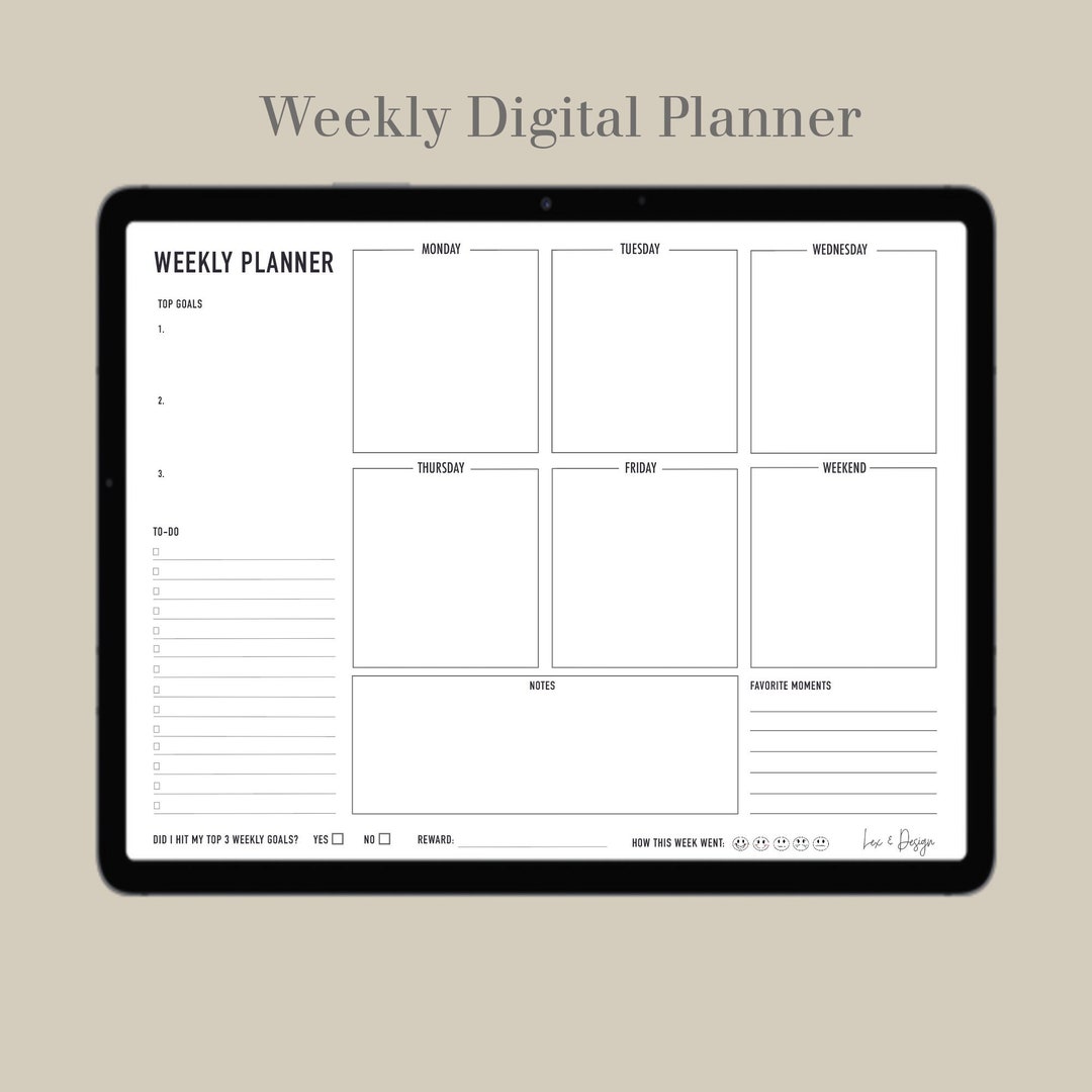 Weekly Undated Digital Planner | Goodnotes Planner | Adhd Weekly ...
