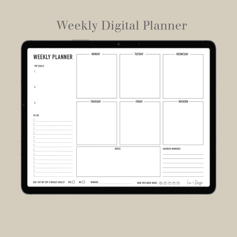 Weekly Undated Digital Planner | Goodnotes Planner | Adhd Weekly ...