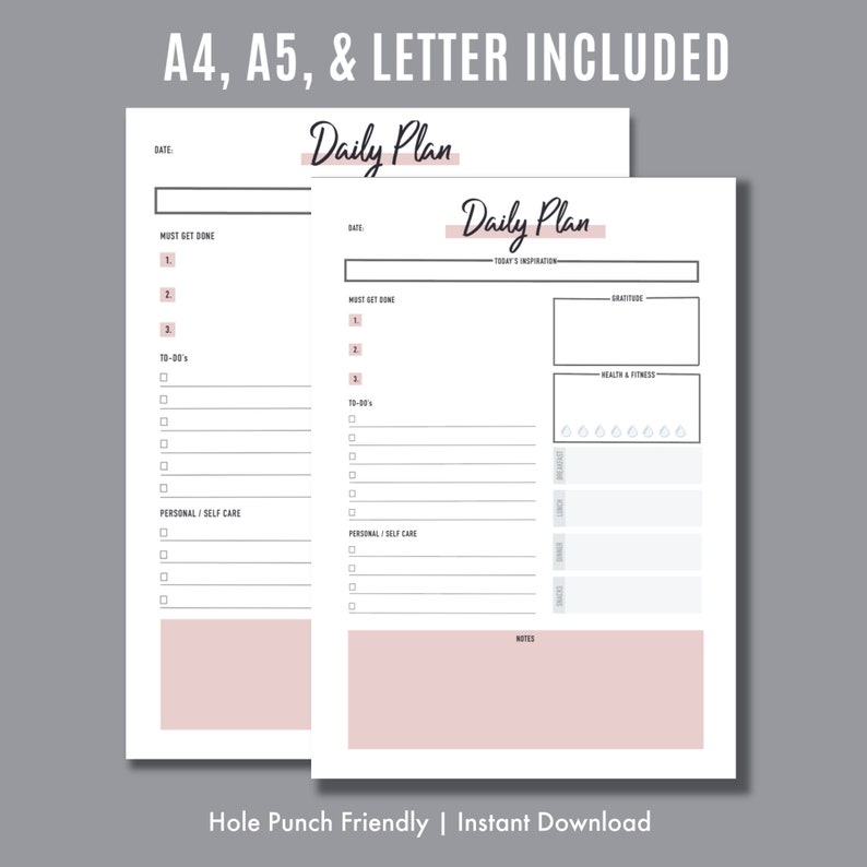 Plan for the Day, Daily to Do List, Undated Daily, Productivity Plan ...