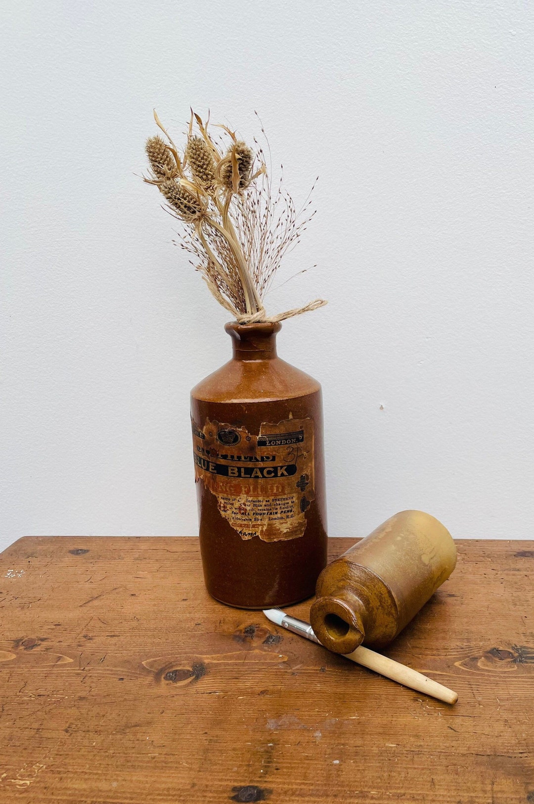 Large Vintage Stephens' Stoneware Blue Black Ink Bottle - Etsy