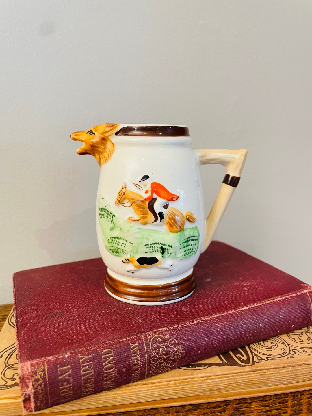 Small Vintage Keele Street Pottery Milk Jug or Creamer With Fox Hunting ...