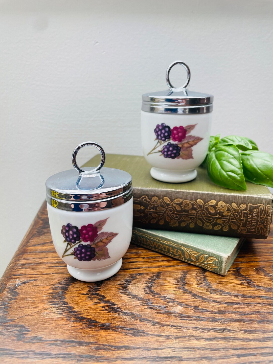 Pair of Vintage Royal Worcester Chrome Topped and Porcelain Standard ...