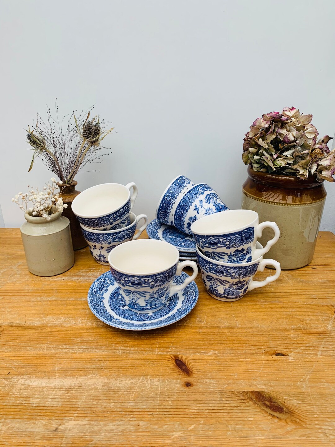 Vintage English Ironstone Tableware (EIT) Blue Old Willow Pattern Tea ...