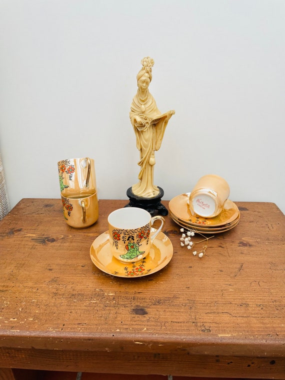 Set of Four Vintage Japanese Fairylite Peach Lustreware - Etsy