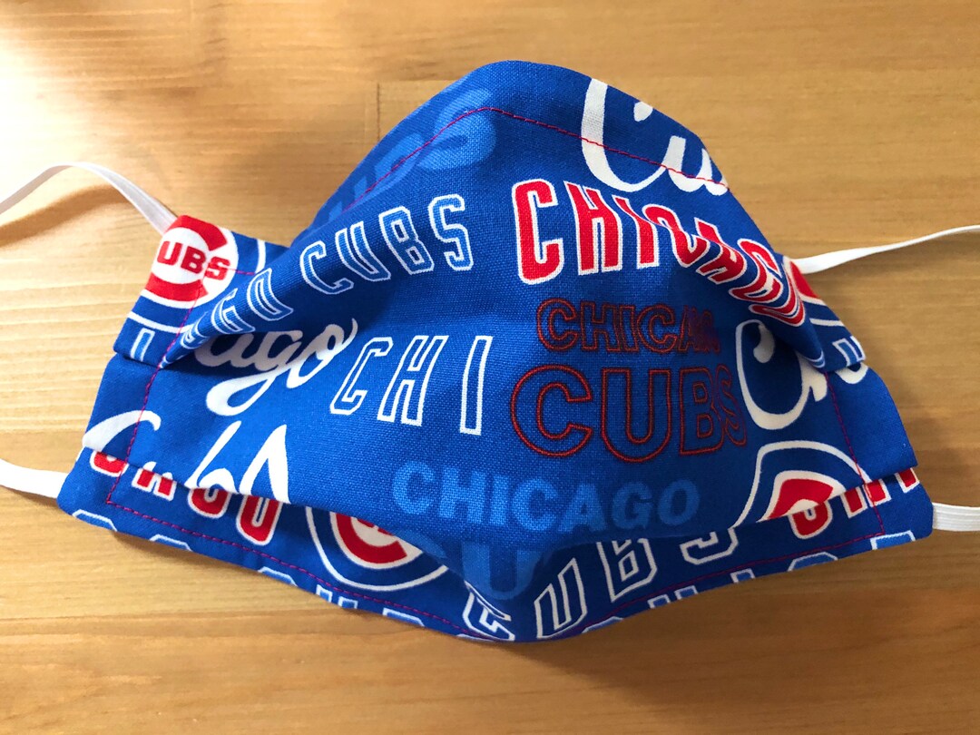 Chicago Cubs 1: Face Mask W/ Elastic Beaded Ear Loops, Nosebridge, 3 ...