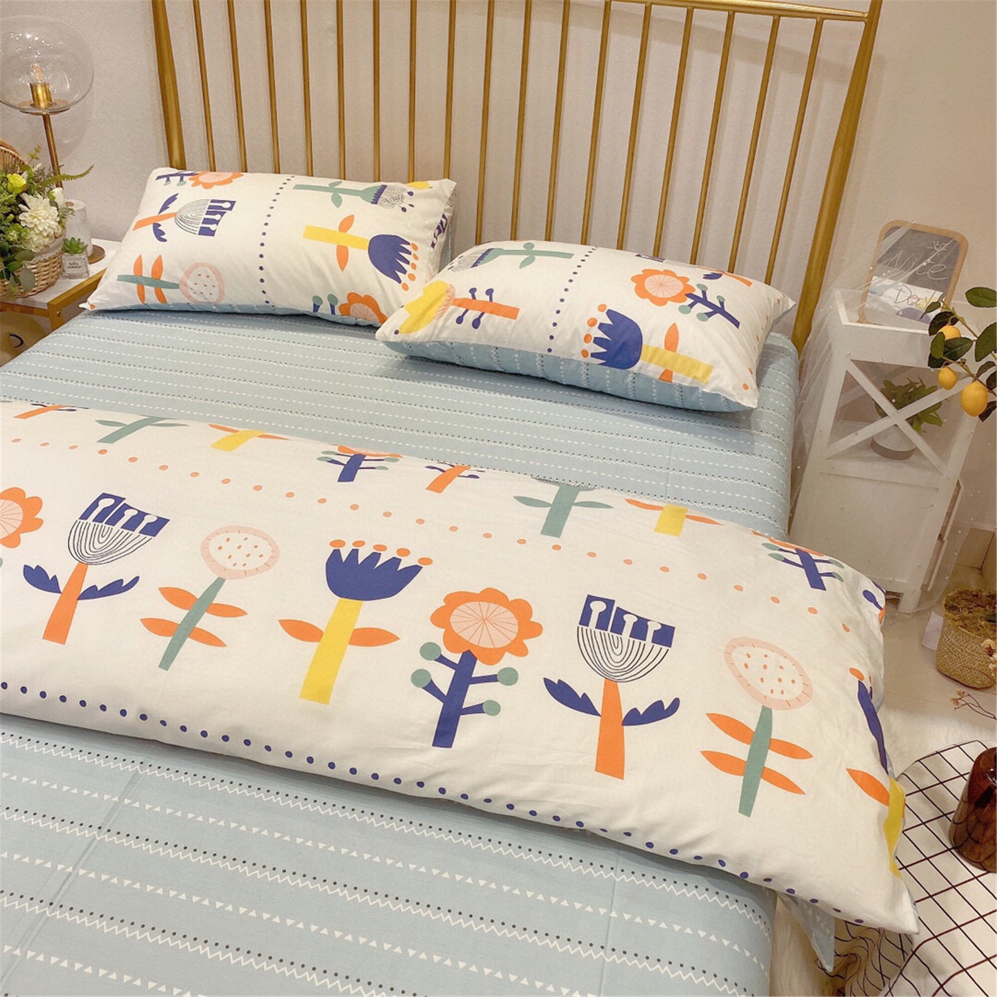 100 Cotton Cute Strawberry Duvet Cover Concise Design 4piece Etsy