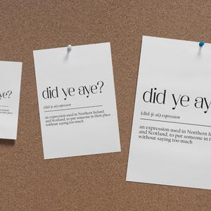 Did Ye Aye Northern Ireland/scotland Funny Definition Slang Print ...