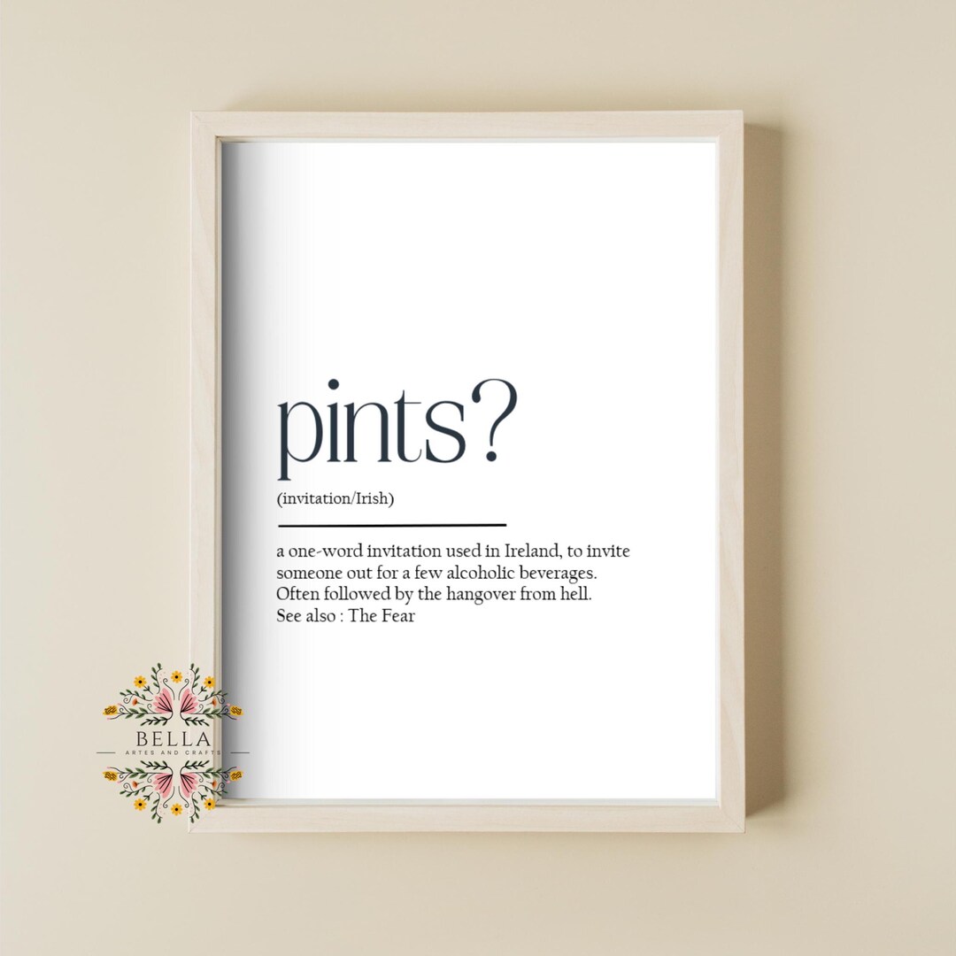 Irish Print, Pints, Funny Definition Print, Irish Gift, Irish ...