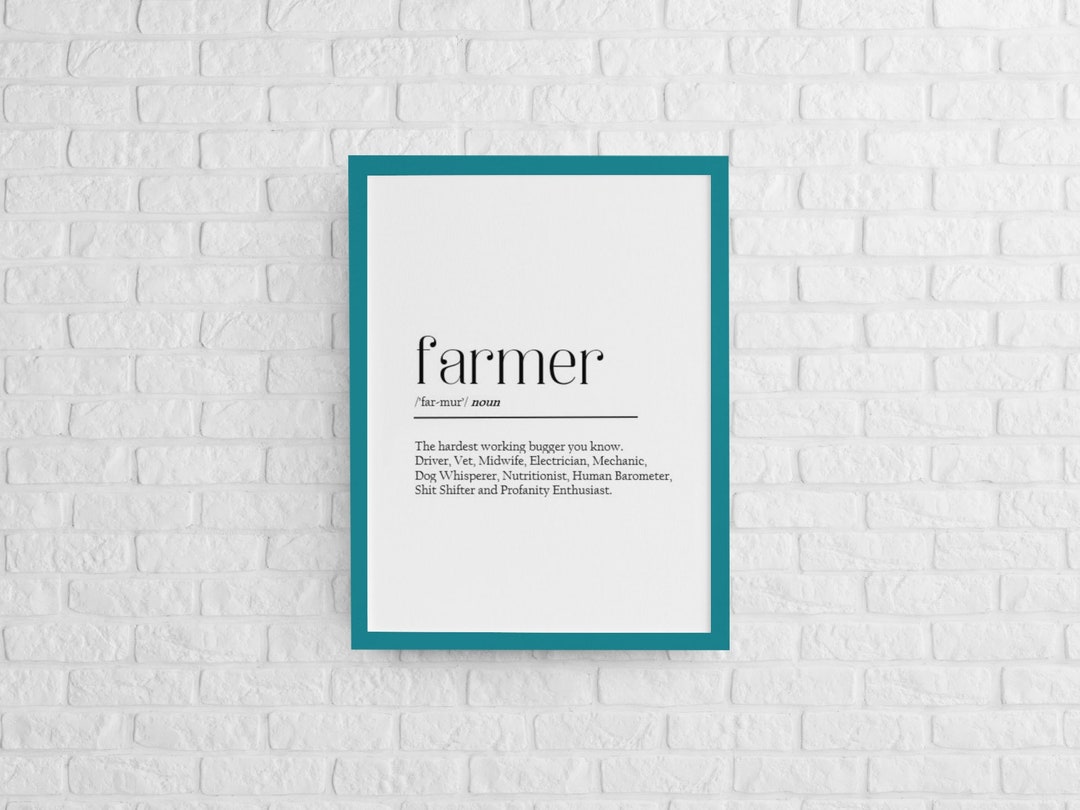 Farmer, Definition Print, Wall Art, Occupation Print, Funny Decor for ...