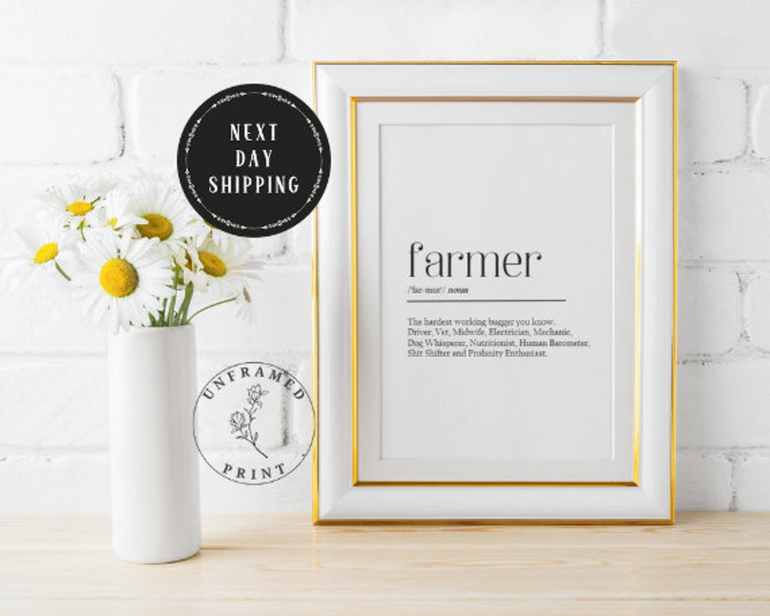 Farmer Definition Wall Art Print Farmer Gift for Farmer Home Decor ...