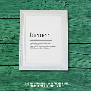 Farmer, Definition Print, Wall Art, Occupation Print, Home Decor ...