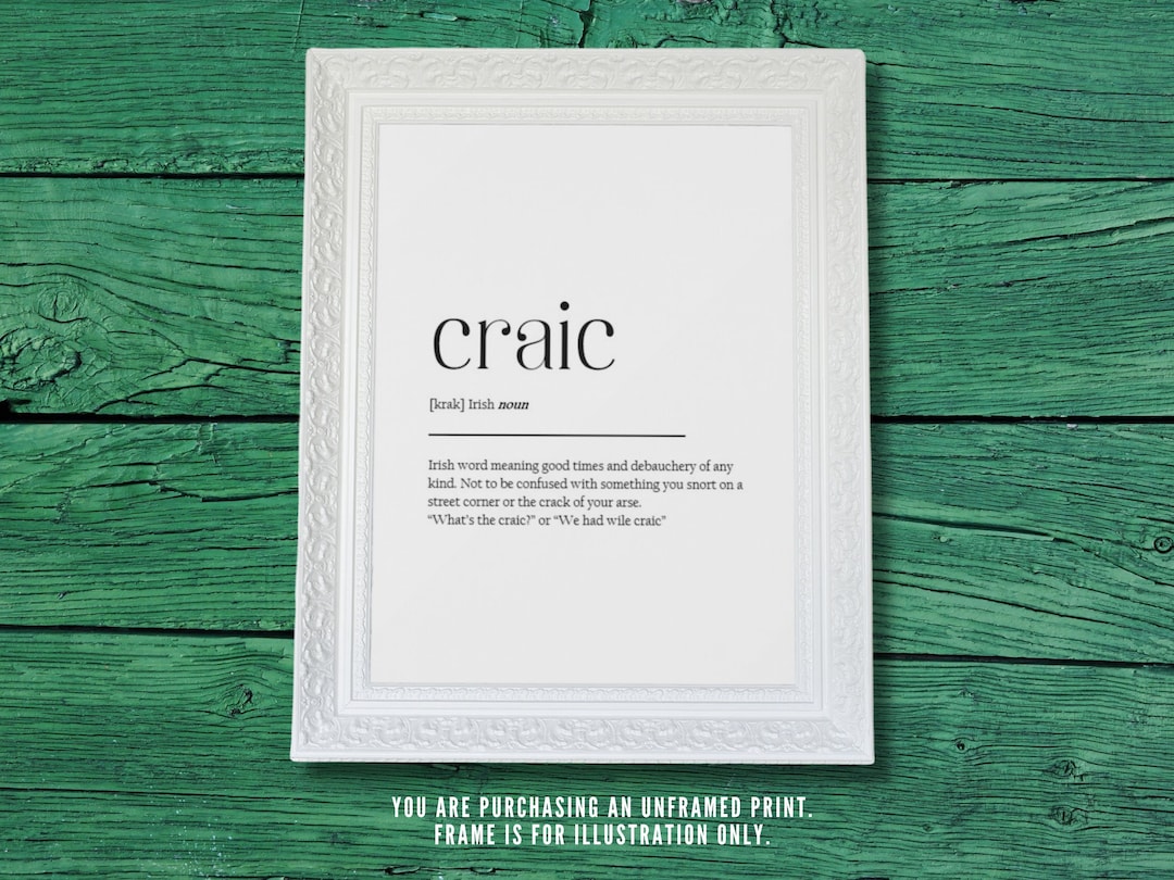 Craic Irish Wall Art Definition Print Funny Irish Expression Print ...