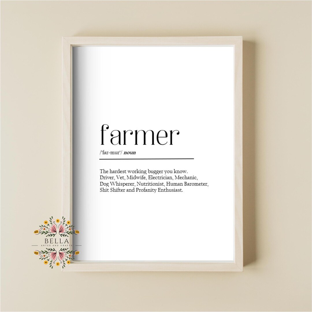 Farmer, Definition Print, Wall Art, Occupation Print, Home Decor ...