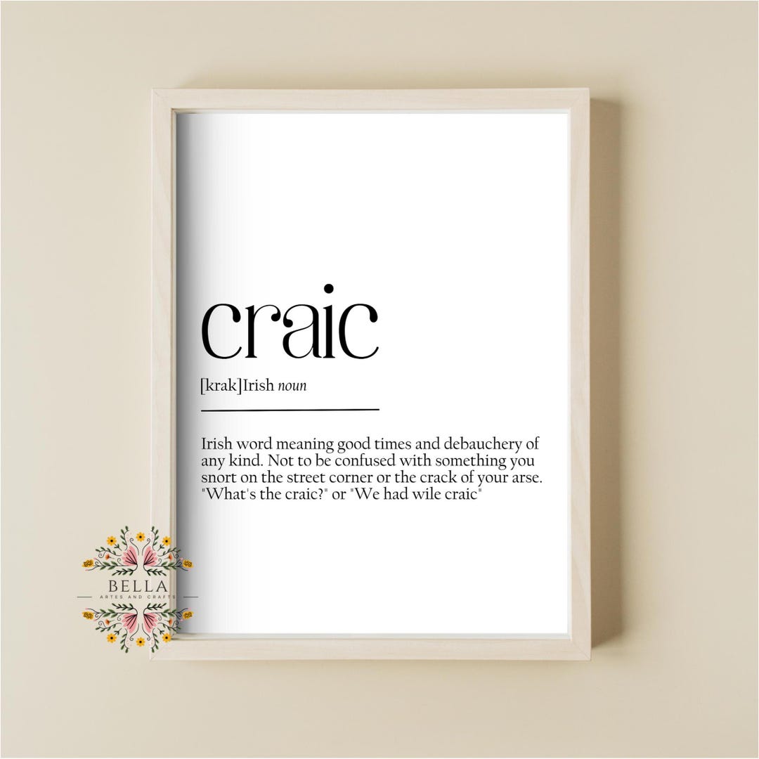 Funny Irish Print, Craic, Irish Definition Print, Irish Wall Art, Home ...