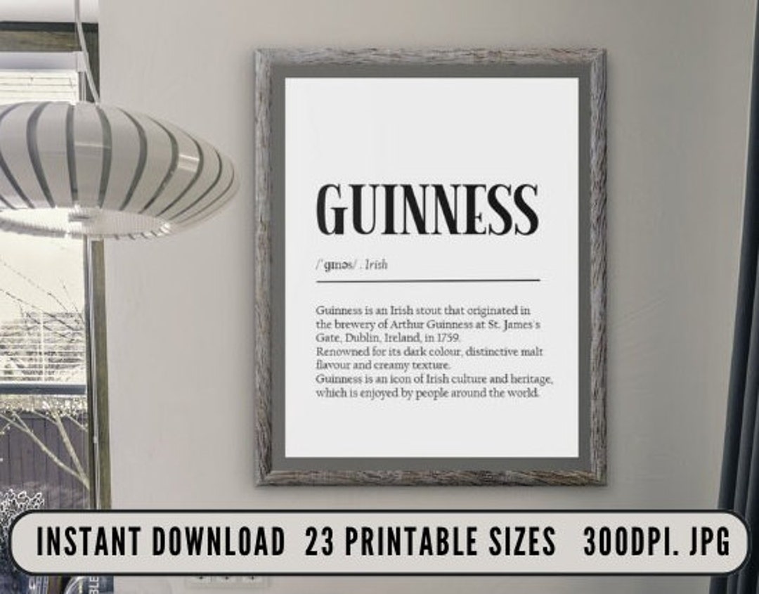 Guinness Print, Irish Stout Beer, Guinness Wall Art Gift Irish Home ...