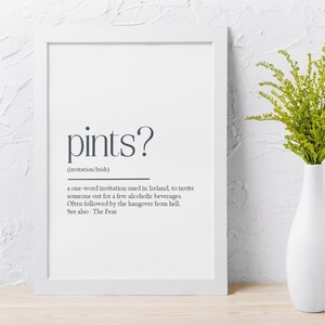 Irish Print, Pints, Funny Definition Print, Irish Gift, Irish ...