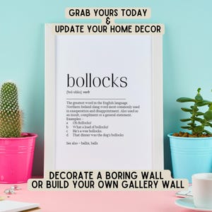 Funny Print, Irish Expression Print, Bollocks, Irish Wall Art, Northern ...