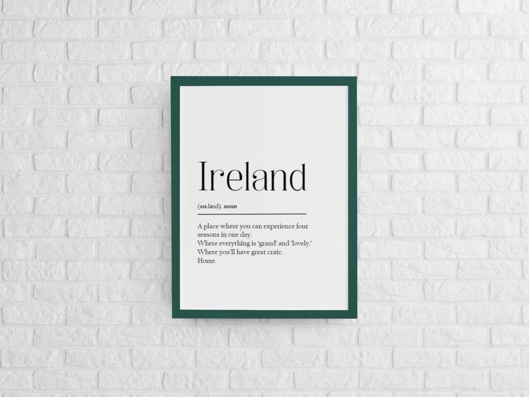 Ireland, Definition Print, Irish Home Decor, Irish Wall Art, Typography ...
