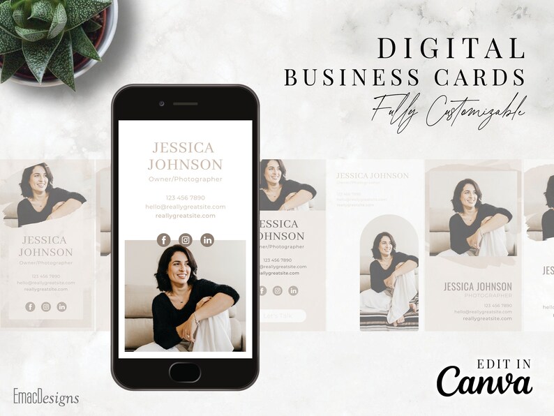 Business Card Template Canva, Digital Business Cards - Etsy