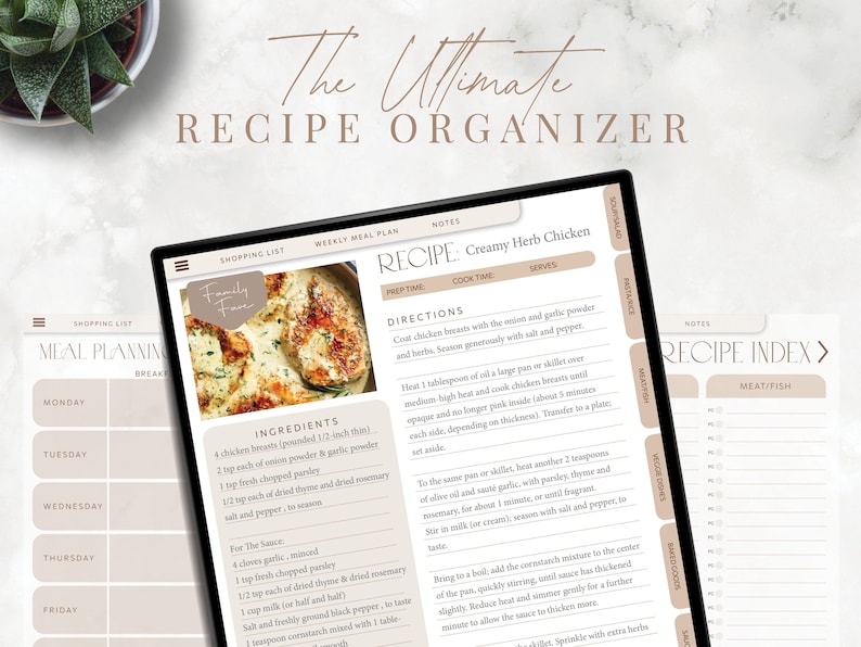 Digital Vertical Recipe Book, Hyperlinked Recipe Organizer - Etsy