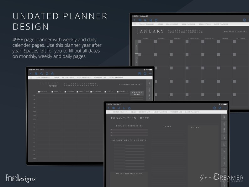 Ultimate Digital Planner, Dark Mode Version | Life Planner, Undated ...