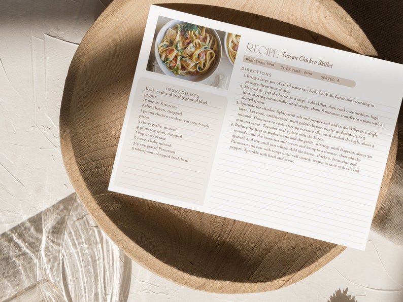 Printable Recipe Card, DIY 4x6 & 5x7 Recipe Cards - Etsy
