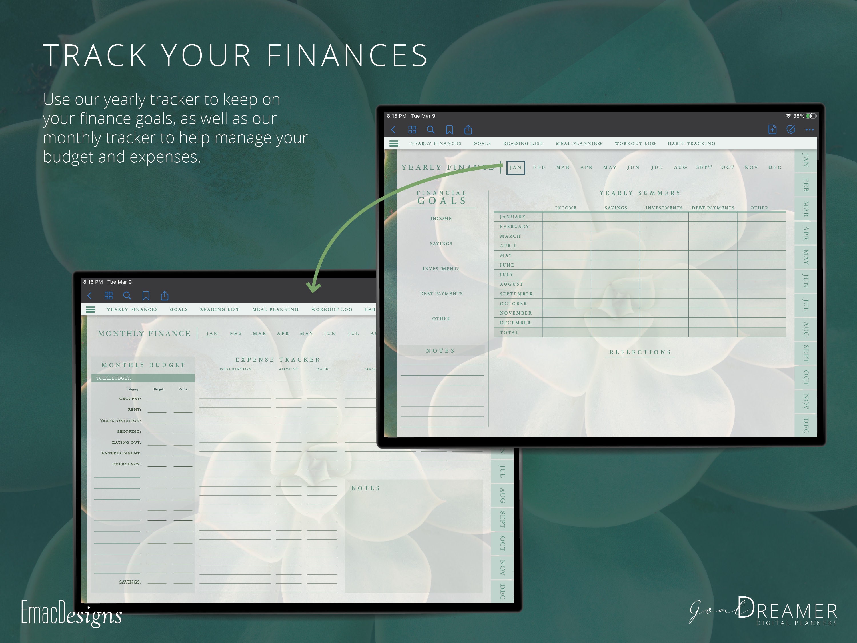 2023 Ultimate Digital Planner: Succulent Dated Planner Notability ...