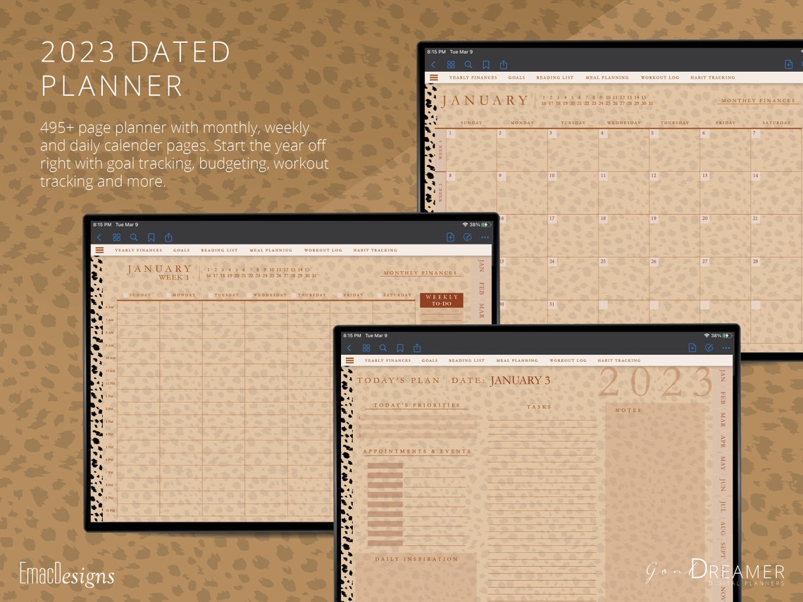 2023 Ultimate Digital Planner: Cheetah Print Dated Planner Notability ...